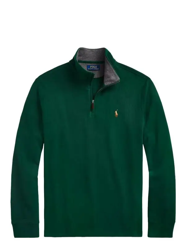 Polo Ralph Lauren Quarter-zip Embroidered-logo Sweater - Green