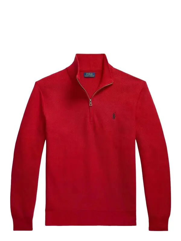 Polo Ralph Lauren Quarter-zip Waffle-knit Sweater - Red
