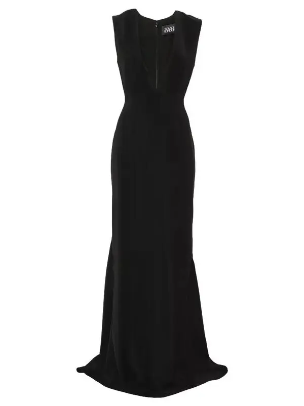 Solace London Althea Plunging V-neck Maxi Dress - Black