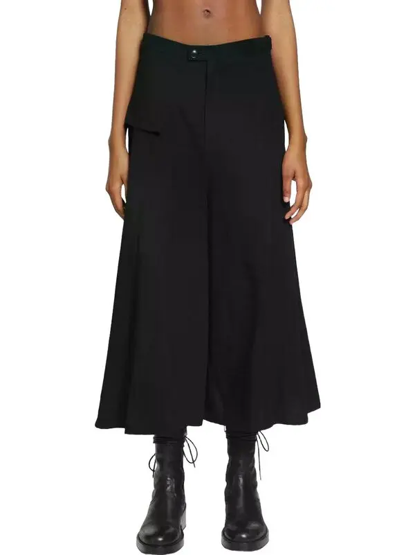 Yohji Yamamoto Flap-detail Flared Trousers - Black