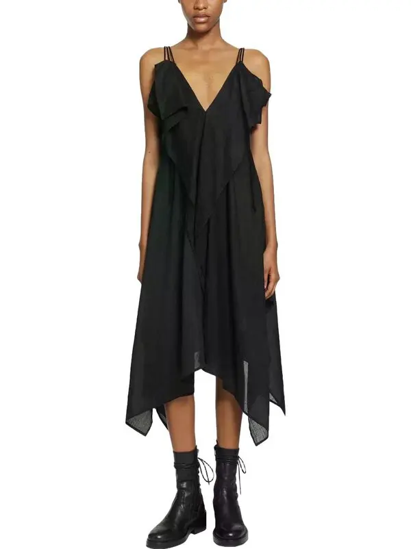Yohji Yamamoto Draped Asymmetric-hem Dress - Black