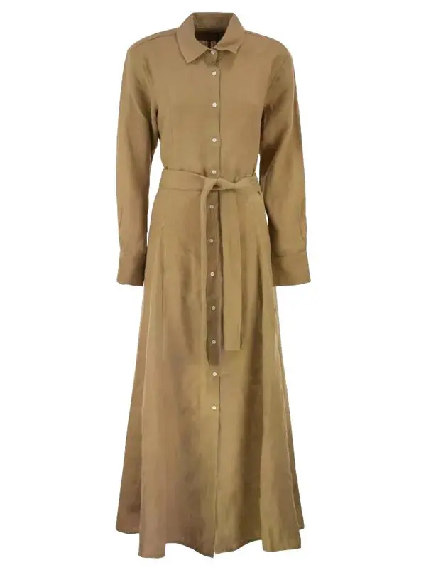 Polo Ralph Lauren Belted Linen Shirt Dress - Neutrals