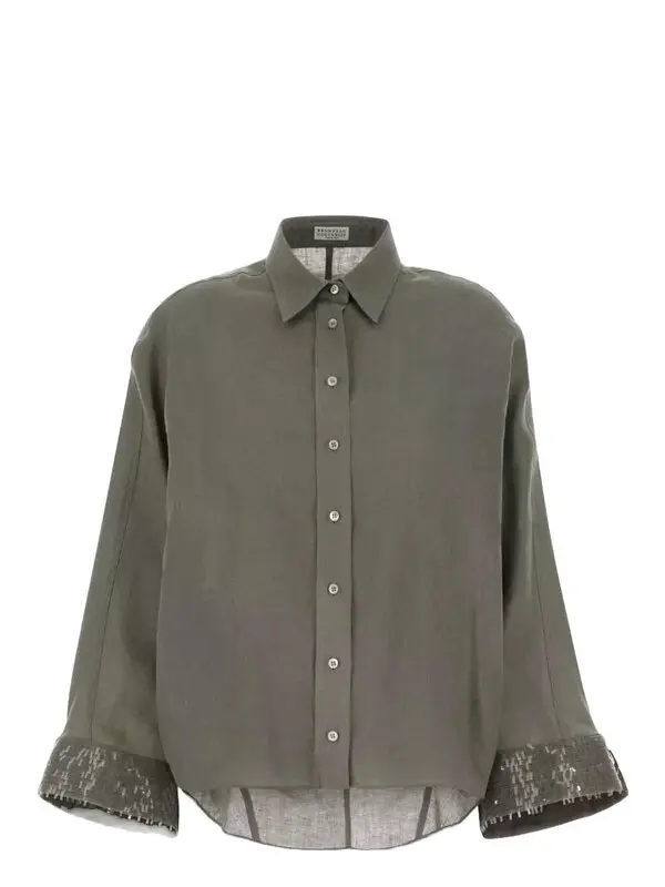 Brunello Cucinelli Sequin-embellished Linen Shirt - Green