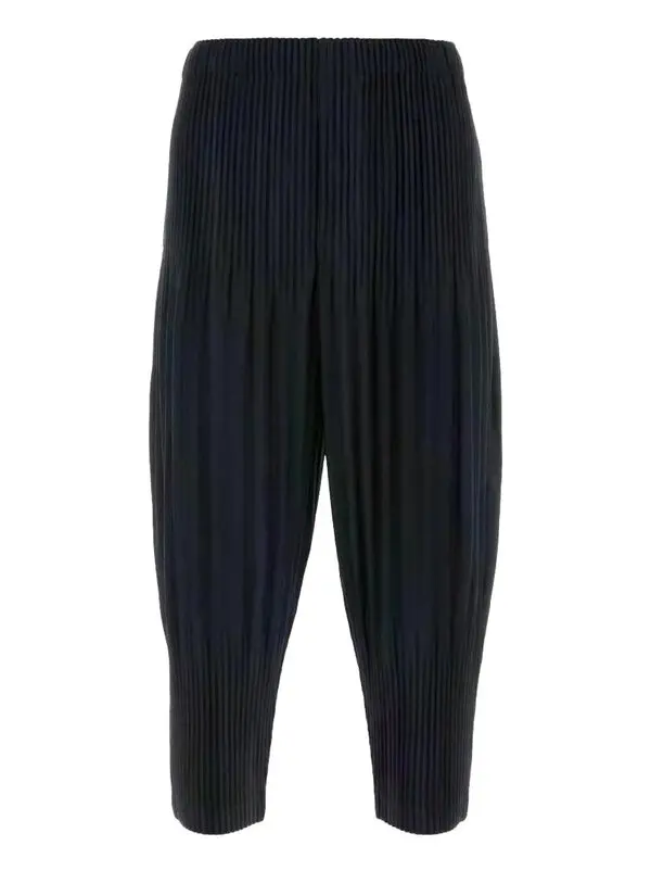 Issey Miyake Pleated Cropped Trousers - Black