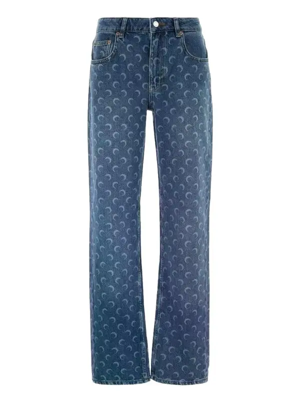 MARINE SERRE Moon-print Jeans - Blue