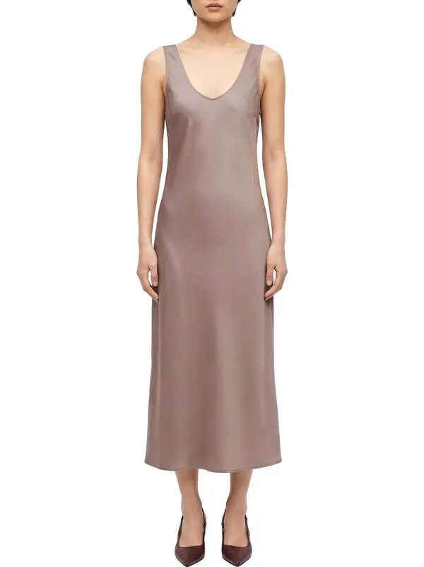 Calvin Klein Sleeveless V-neck Dress - Beige