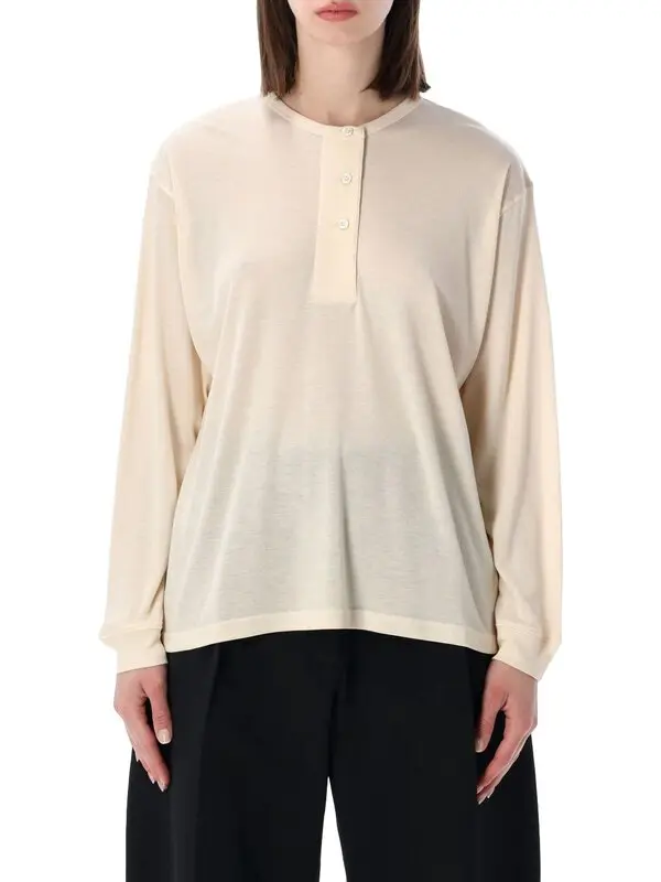 Studio Nicholson Long Sleeve Henley T-shirt - Beige