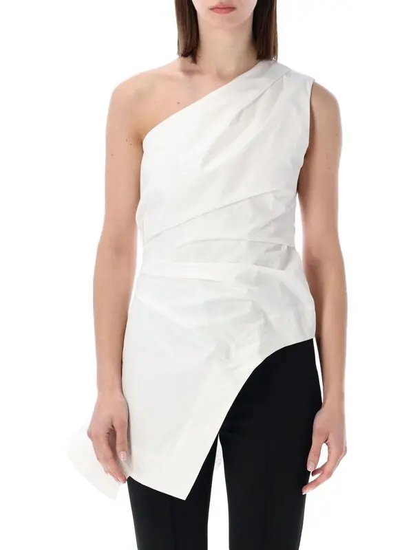 RÓHE Asymmetrical Draped Top - White