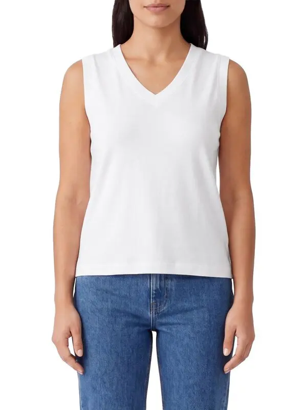 Vince Sleeveless V-neck T-shirt - White