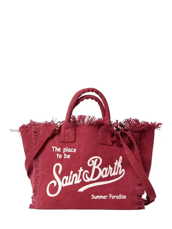 MC2 SAINT BARTH Printed Canvas Tote Bag - Burgundy