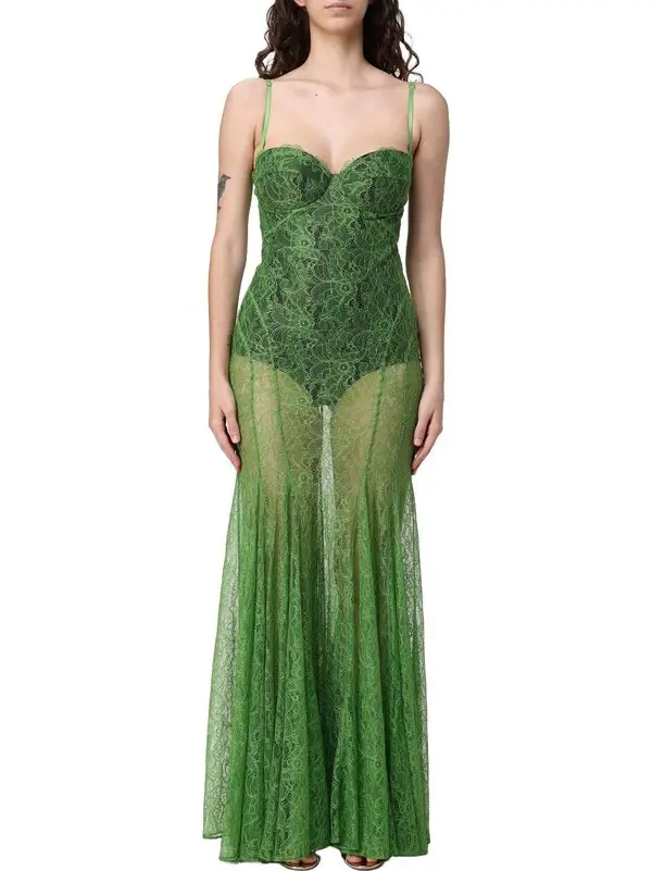 Elisabetta Franchi Lace Maxi Dress - Green