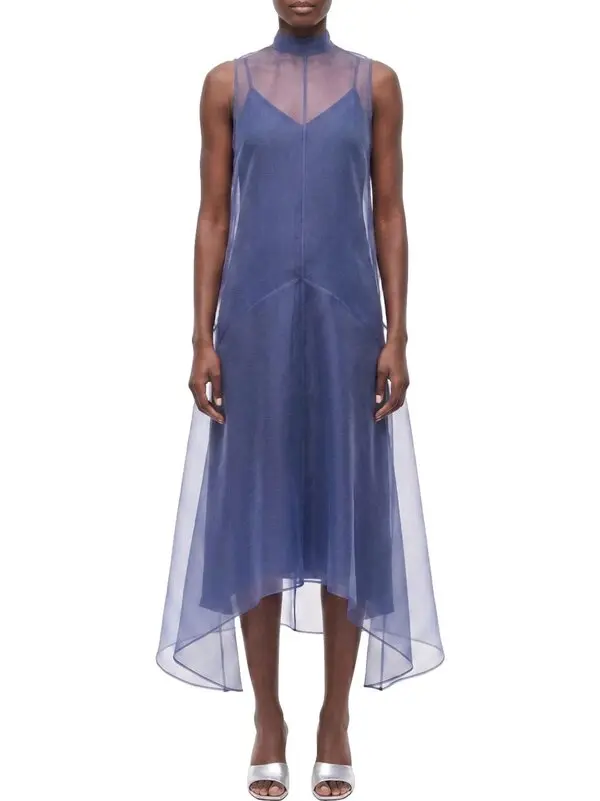 Staud Sleeveless Sheer Midi Dress - Blue