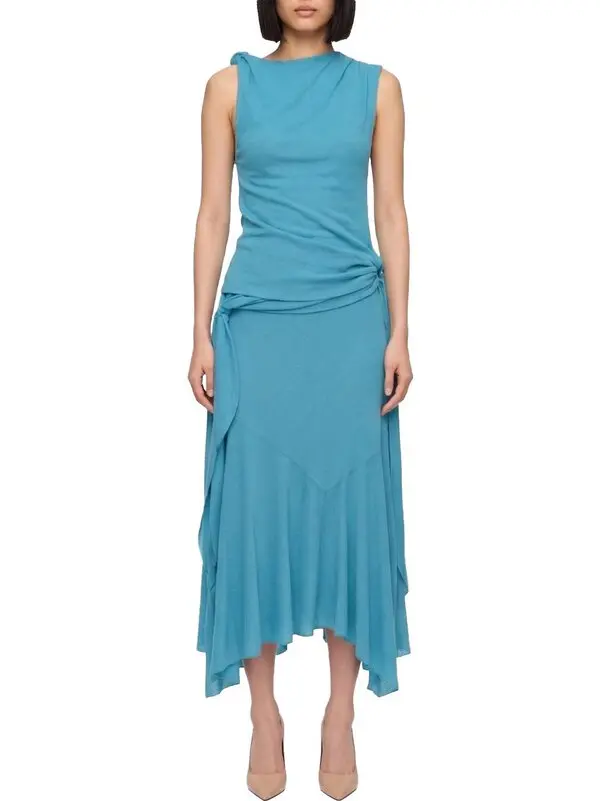 GANNI Draped Midi Dress - Blue