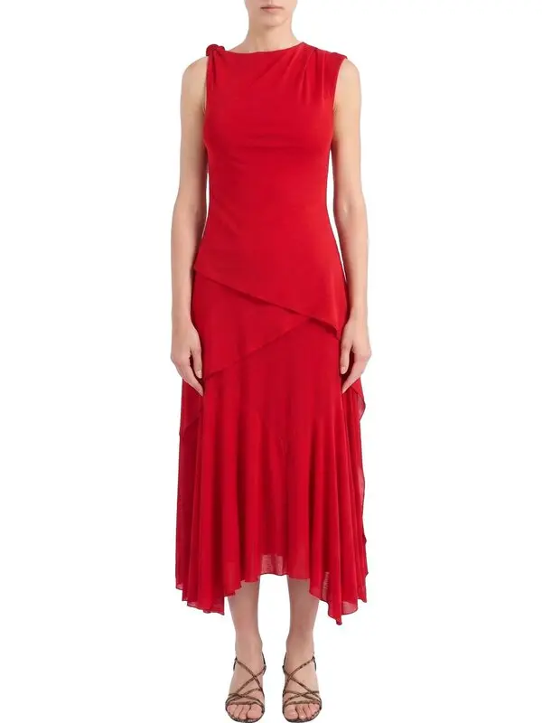 GANNI Draped Midi Dress - Red