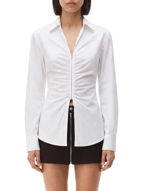 Alexander Wang Ruched Zip-up Shirt - White