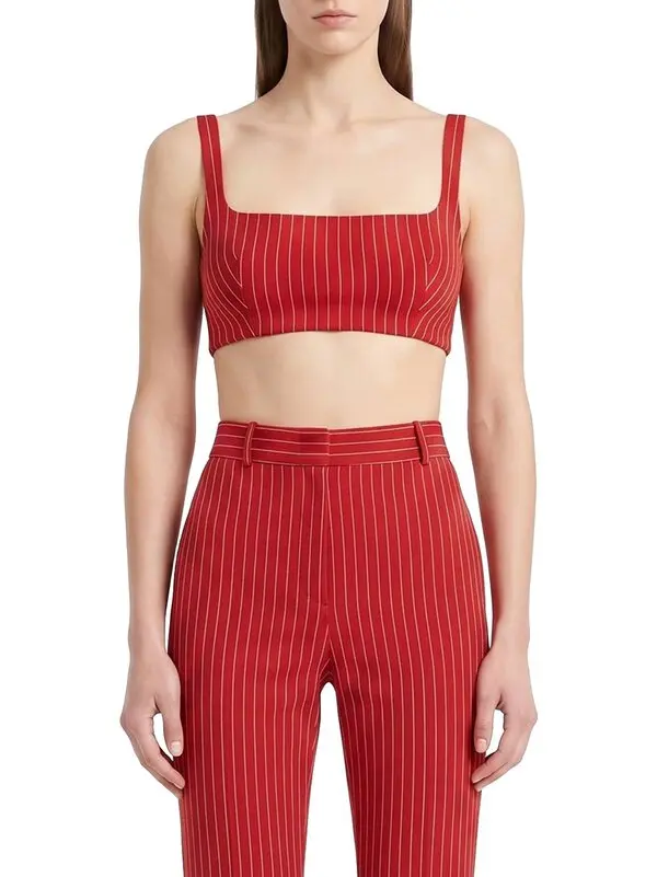 ORIANE Striped Square Neck Crop Top - Red