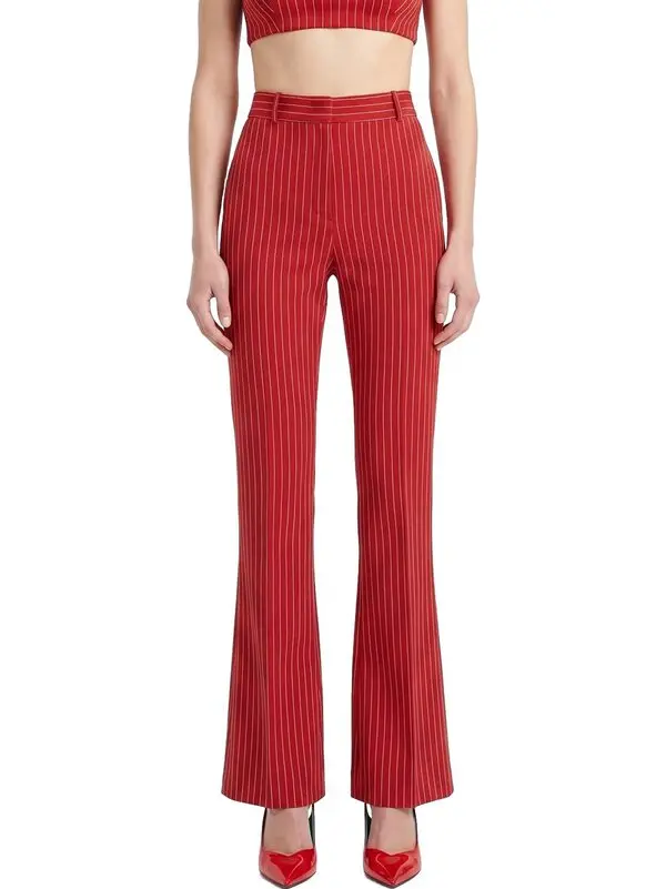 ORIANE Striped Tailored Trousers - Red
