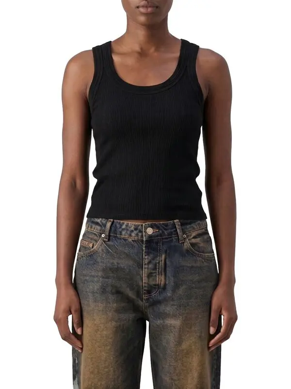 HERSKIND Ribbed Knit Tank Top - Black