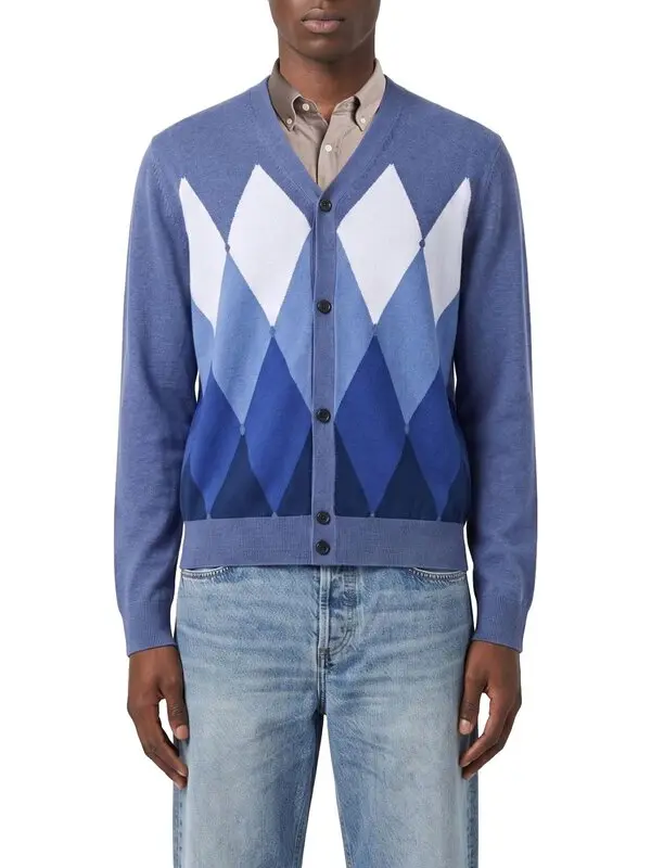 BALLANTYNE Argyle Cardigan - Blue 1