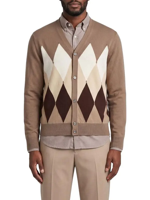BALLANTYNE Argyle Cardigan - Brown