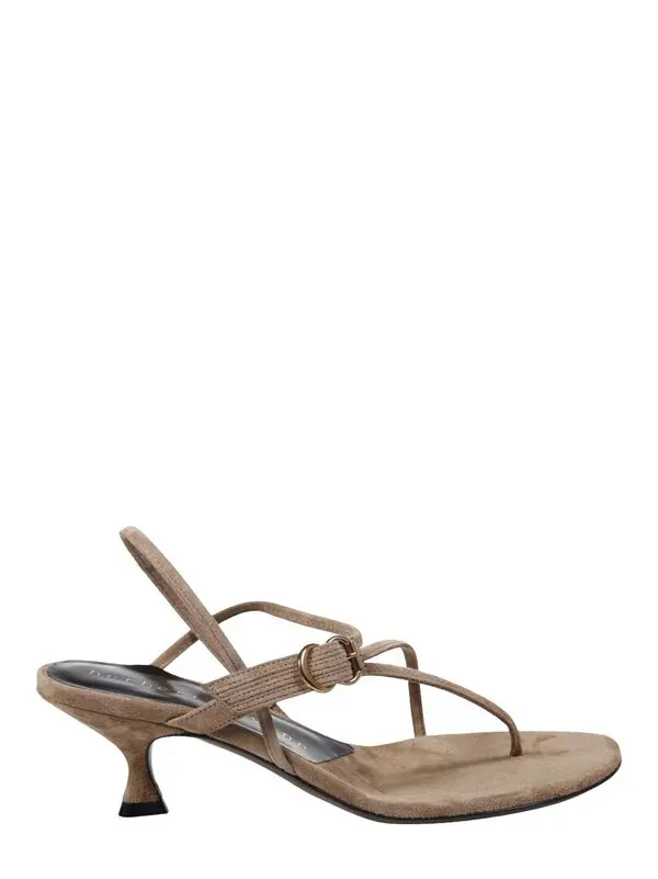 HERBERT LEVINE Suede Heeled Sandals - Brown