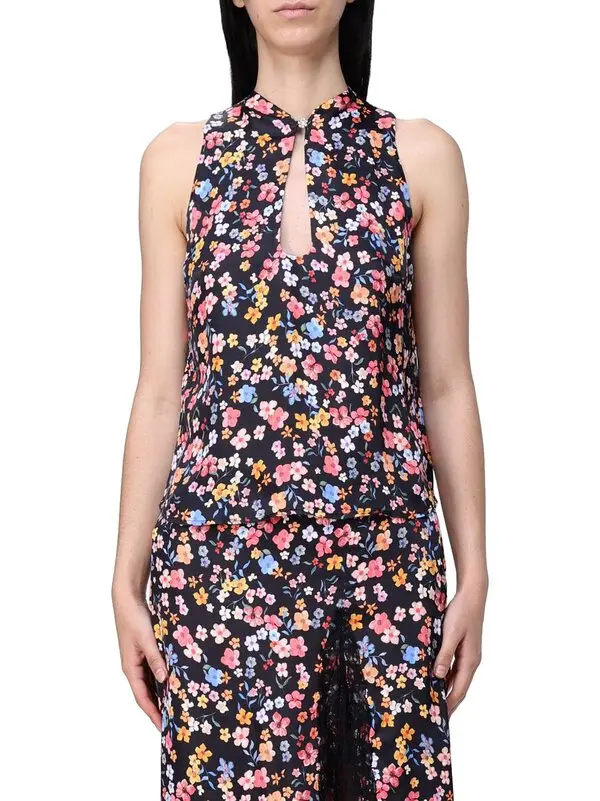MAR DE MARGARITAS Sleeveless Floral Viscose Top - Black