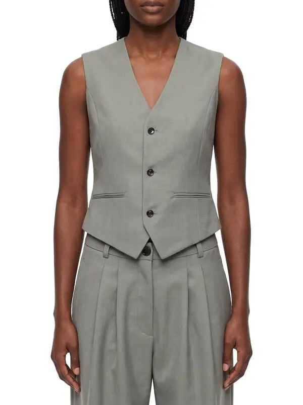ANINE BING Single Breasted Waistcoat - Sand