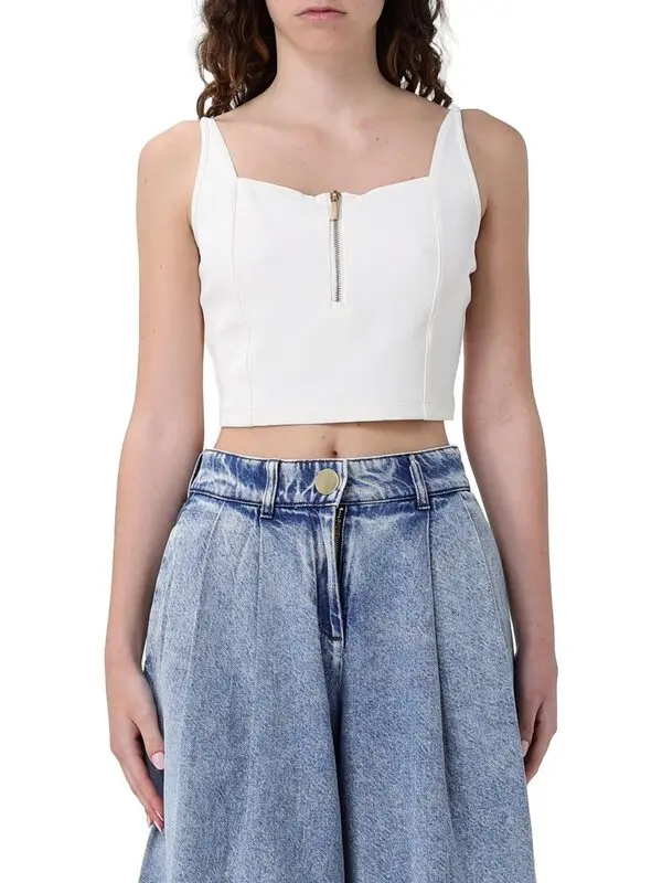 Armani Exchange Zip-up Cropped Top - Yellow Cream