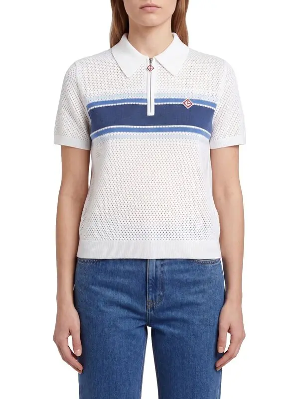 Casablanca Polo Shirt With Quarter Zip - White