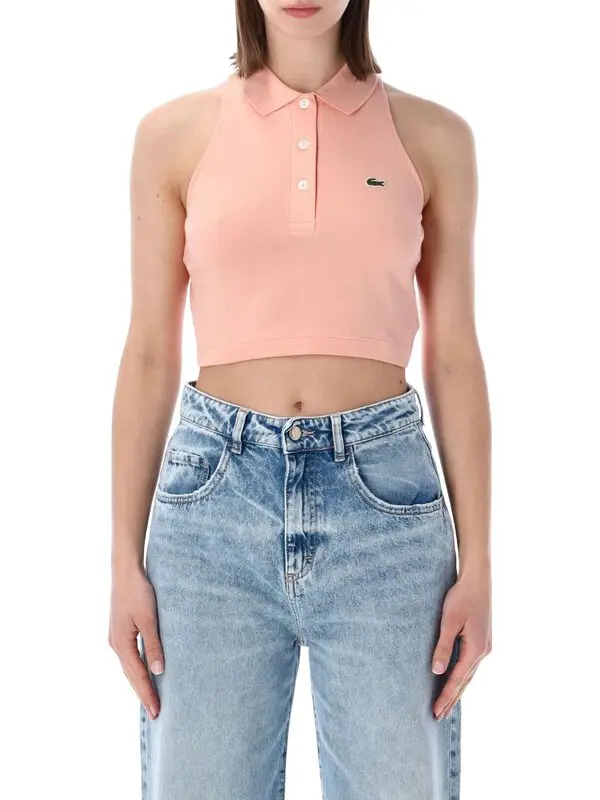 Lacoste Cropped Polo Shirt - Pink