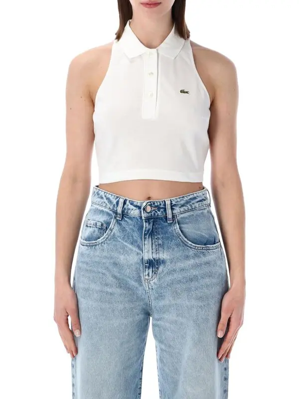 Lacoste Cropped Polo Shirt - White