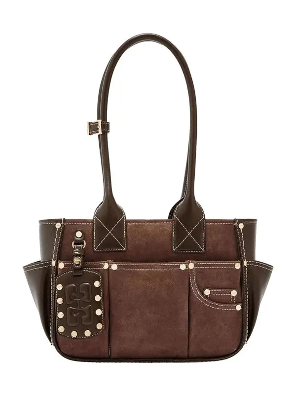 GANNI Leather And Suede Shoulder Bag - Brown
