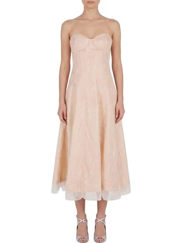Alberta Ferretti Lace Midi Dress - Blush Pink