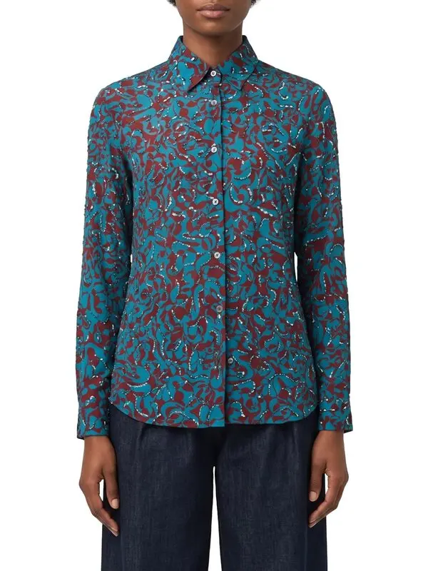 Dries Van Noten Embellished Printed Shirt - Blue