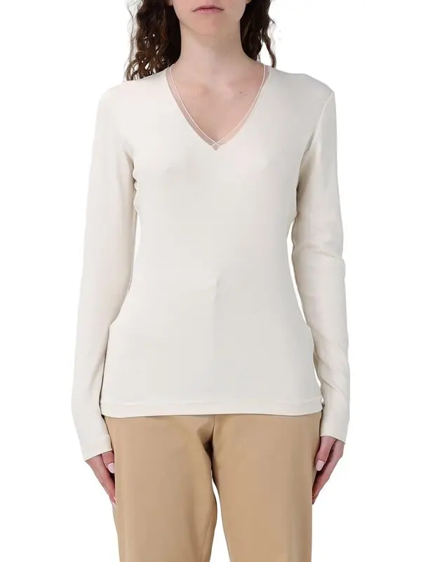 Fabiana Filippi V-neck Long Sleeve Sweater - Ivory