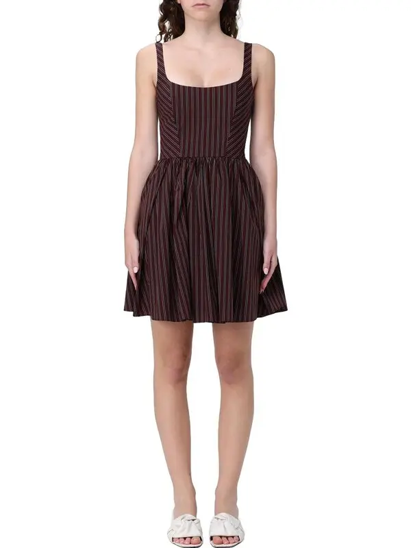 Patrizia Pepe Striped Square Neck Mini Dress - Brown