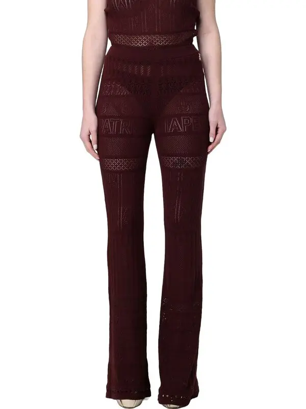 Patrizia Pepe Cropped Flare Knit Trousers - Brown