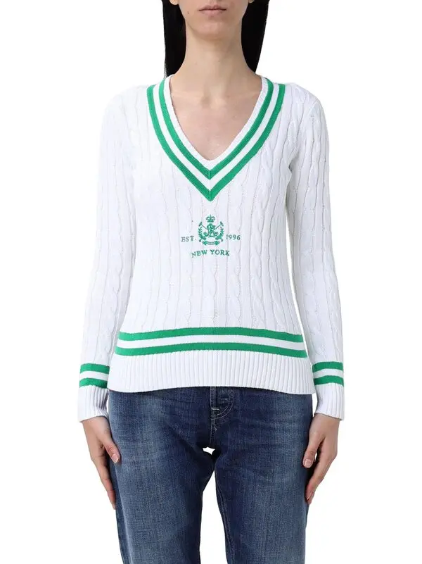 Ralph Lauren Cable Knit V-neck Sweater - White