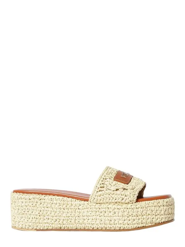 Versace Raffia Platform Sandals - Natural