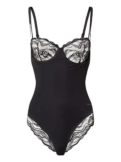 Calvin Klein Sensual Stretch Lace Shapewear Bodysuit - Black