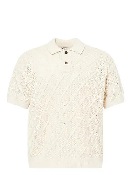 Obey Eryk Short-sleeve Knitted Polo Top - Birch