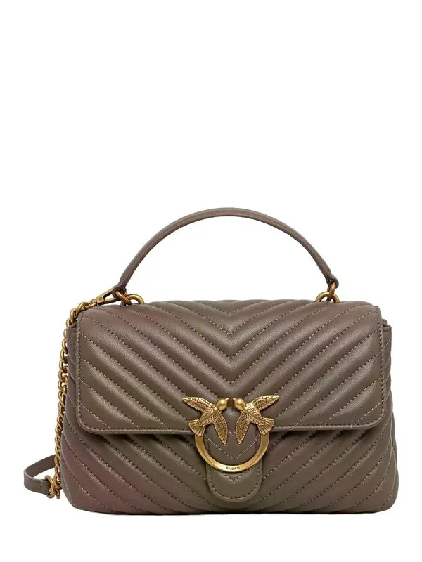 Pinko Medium Chevron Logo-buckle Crossbody Bag - Brown