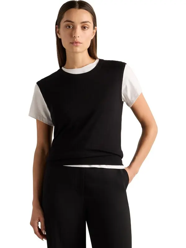 Quince Cotton Cashmere Sweater Tank Top - Black