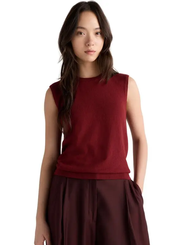 Quince Lightweight Cotton Cashmere Sweater Tank Top - Deep Brick Red