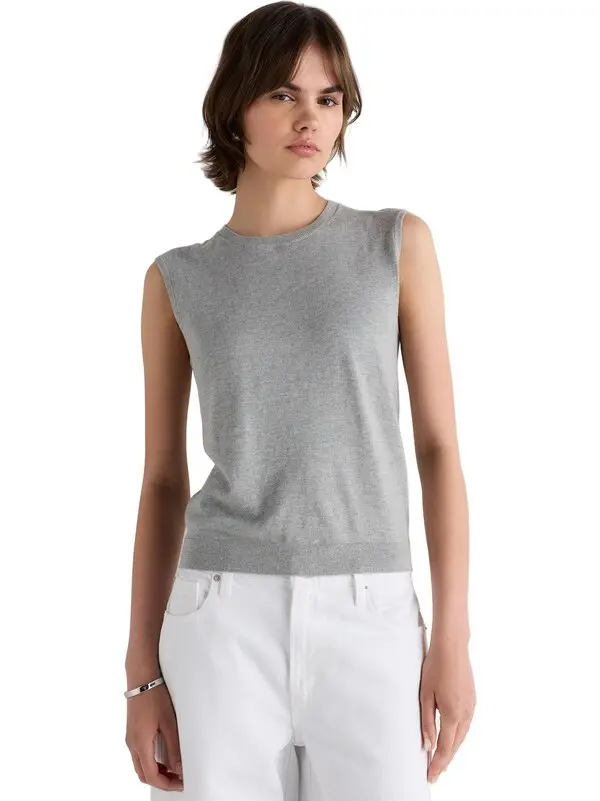 Quince Lightweight Cotton Cashmere Sweater Tank Top - Heather Grey