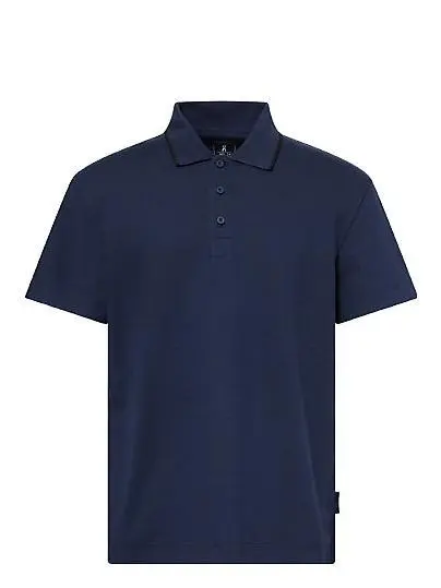 On Courtside Ribbed-trim Woven Polo Shirt - Midnight, Black