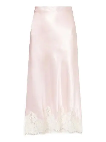 REFORMATION Carolina Lace-trim Silk Midi Skirt - Cherry Blossom