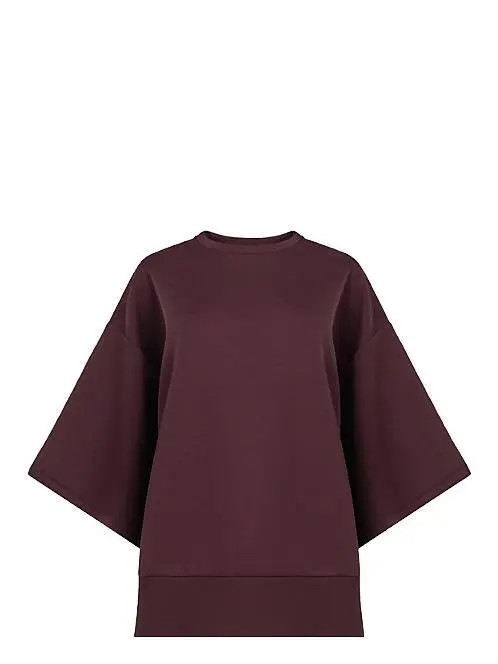 LEEM Round-neck Loose-fit Cotton-blend Top - Purple