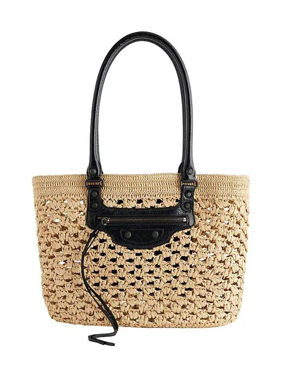 Balenciaga Le City Basket Medium Woven Shoulder Bag - Natural/black