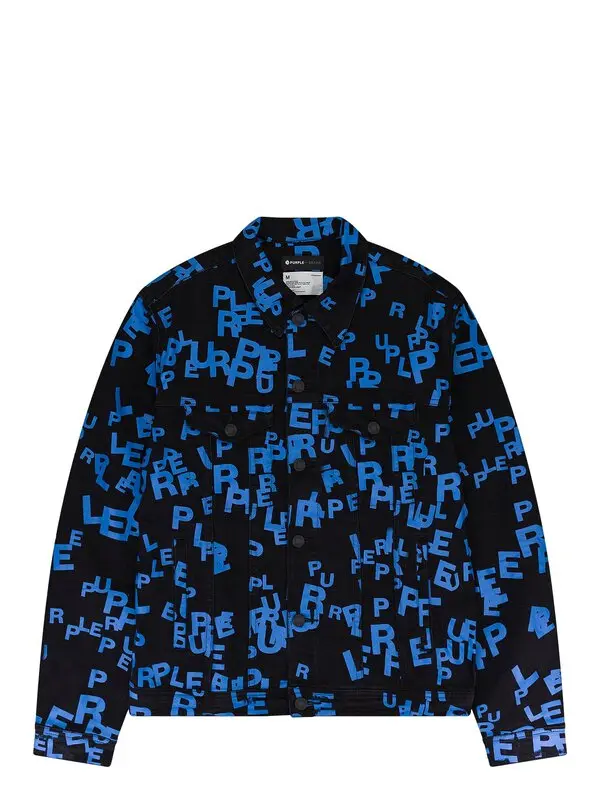 PURPLE BRAND Letters Screen Print Trucker Jacket - Multicolor